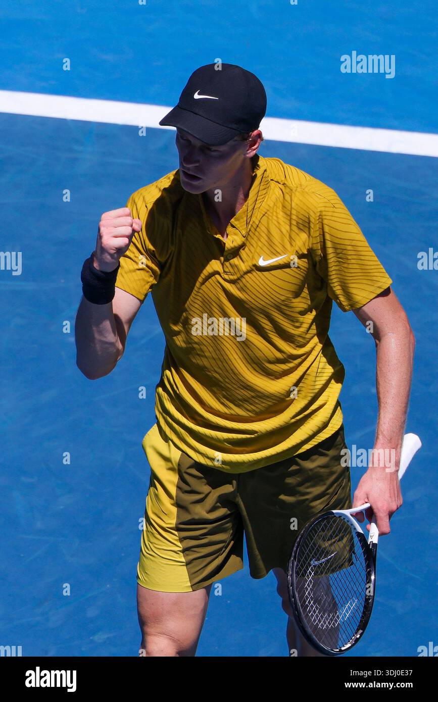 Melbourne, Australia. 24th Jan, 2026. Jannik Sinner (ITA) is in action ...