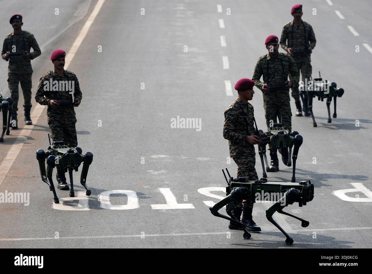 The Indian army's robotic dogs with operators take part during the ...