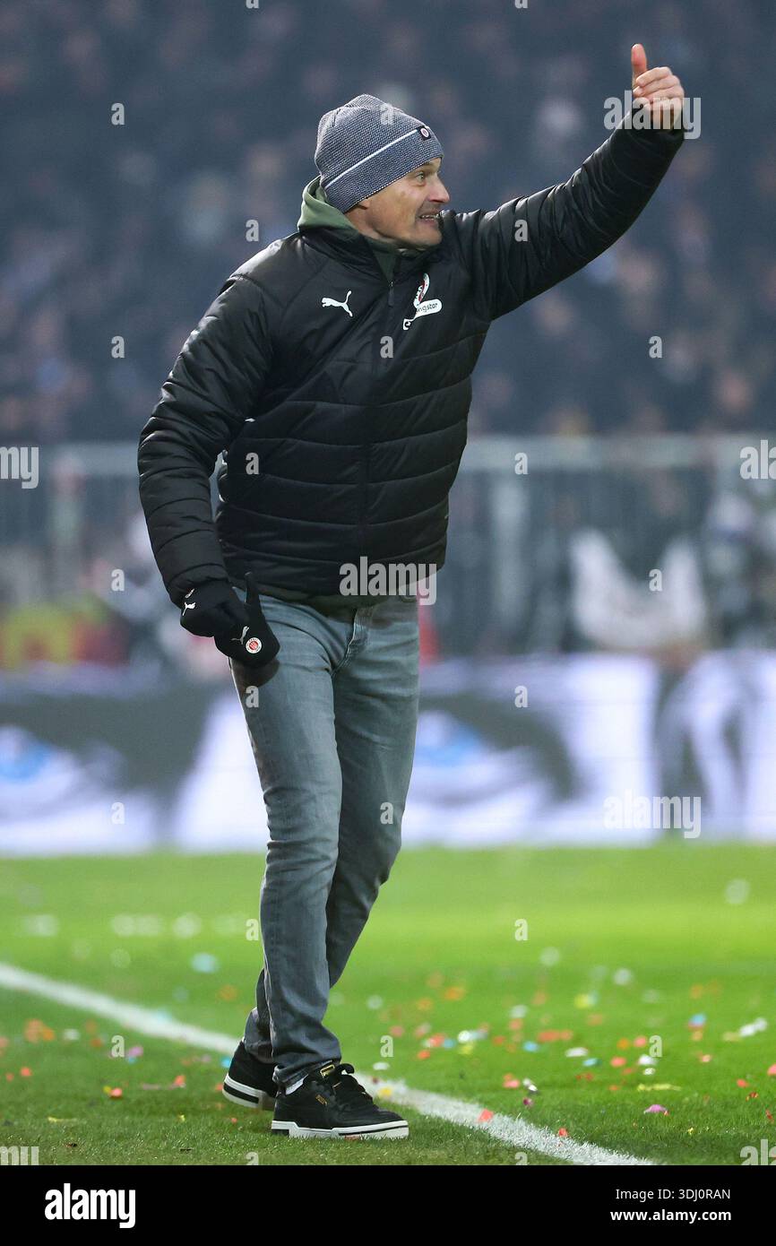 Alexander Blessin, the St. Pauli coach, at the 1st Bundesliga football ...