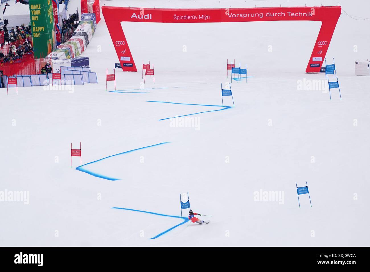 Switzerland's Camille Rast speeds down the course during a women's ...