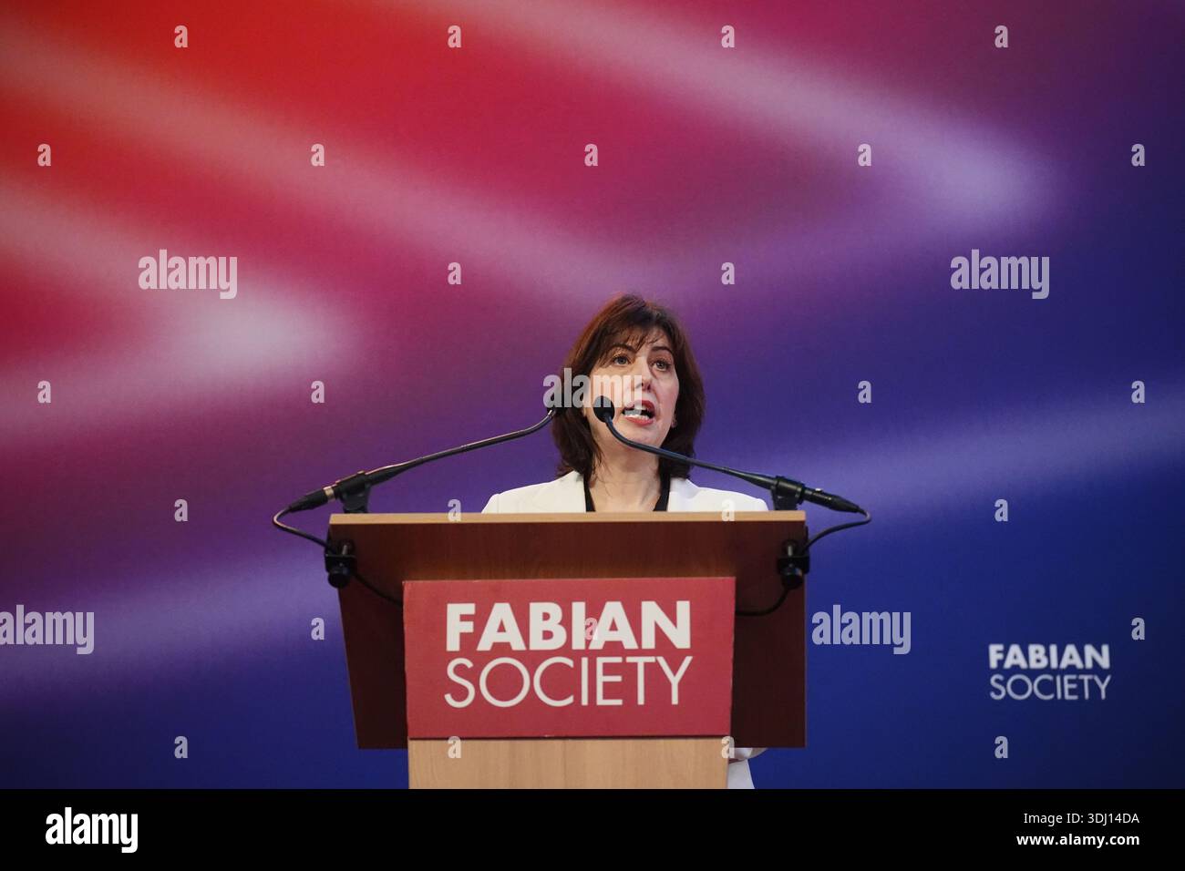 Deputy Leader of the Labour Party Lucy Powell speaking at the Fabian ...
