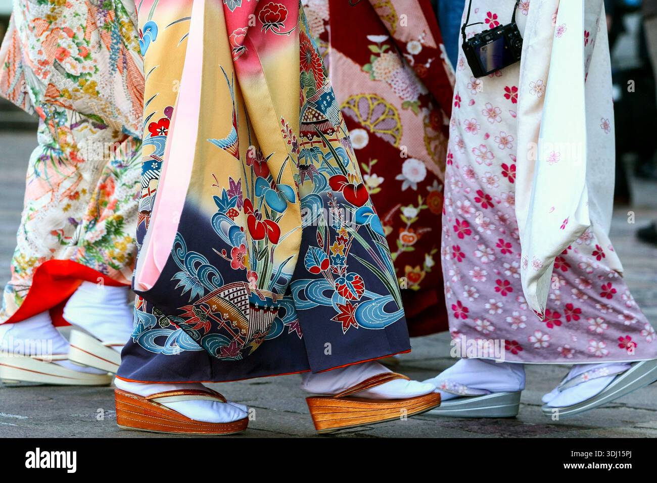 Japanese women seen wearing colorful kimonos gather to celebrate Coming ...