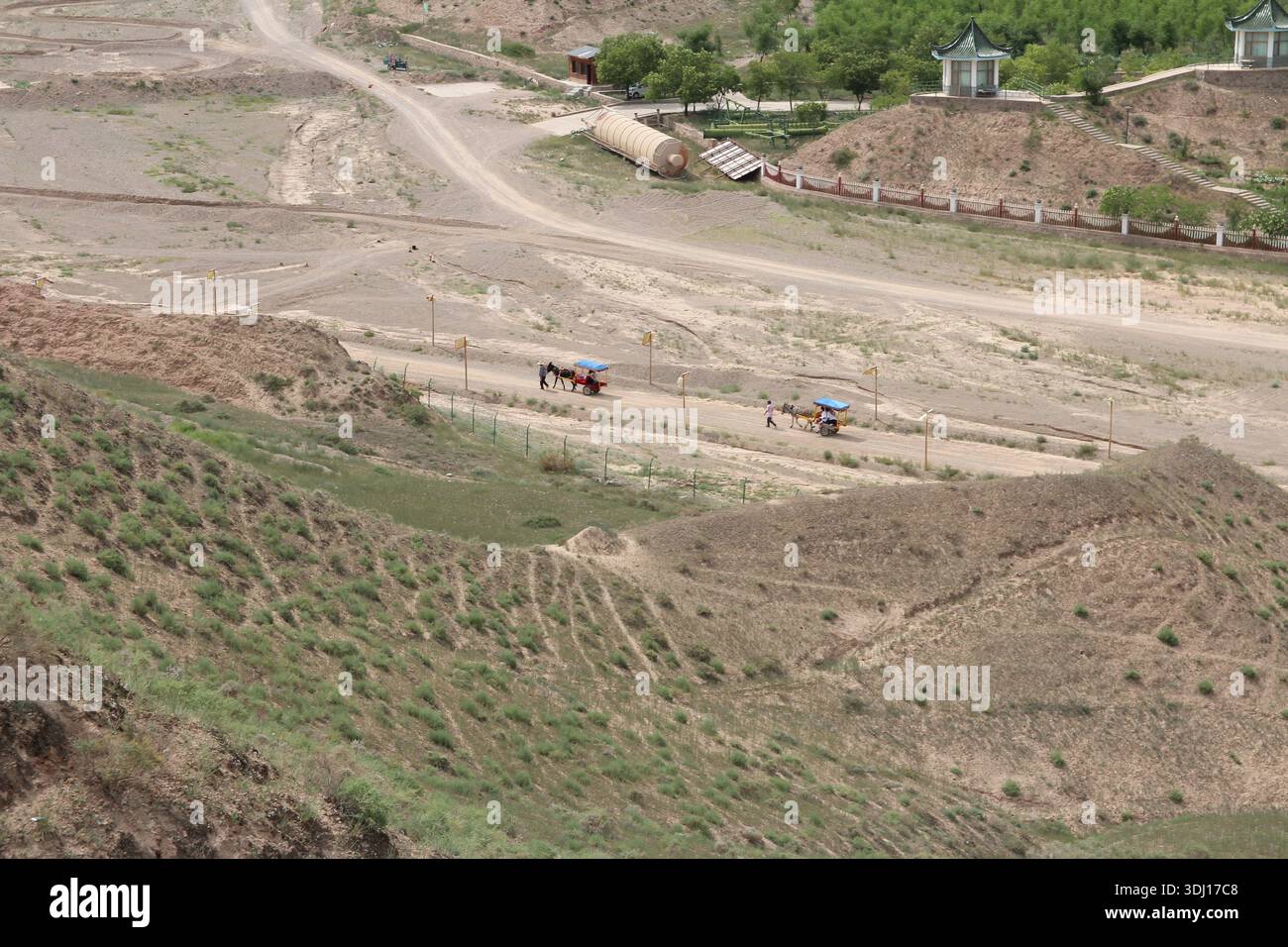 Donkey cart at Yellow River Stone Forest National Geological Park and ...