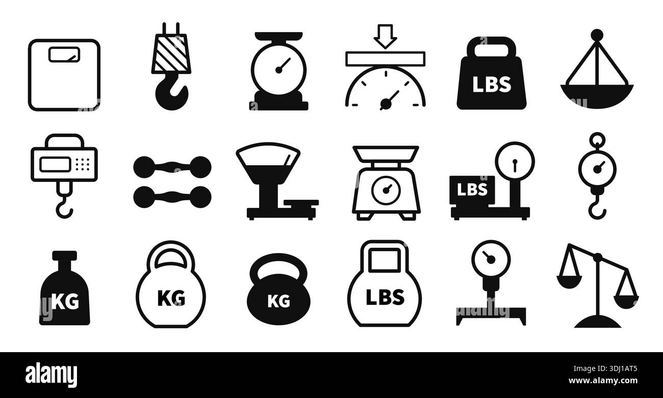 Kg icon set Black and White Stock Photos & Images - Alamy