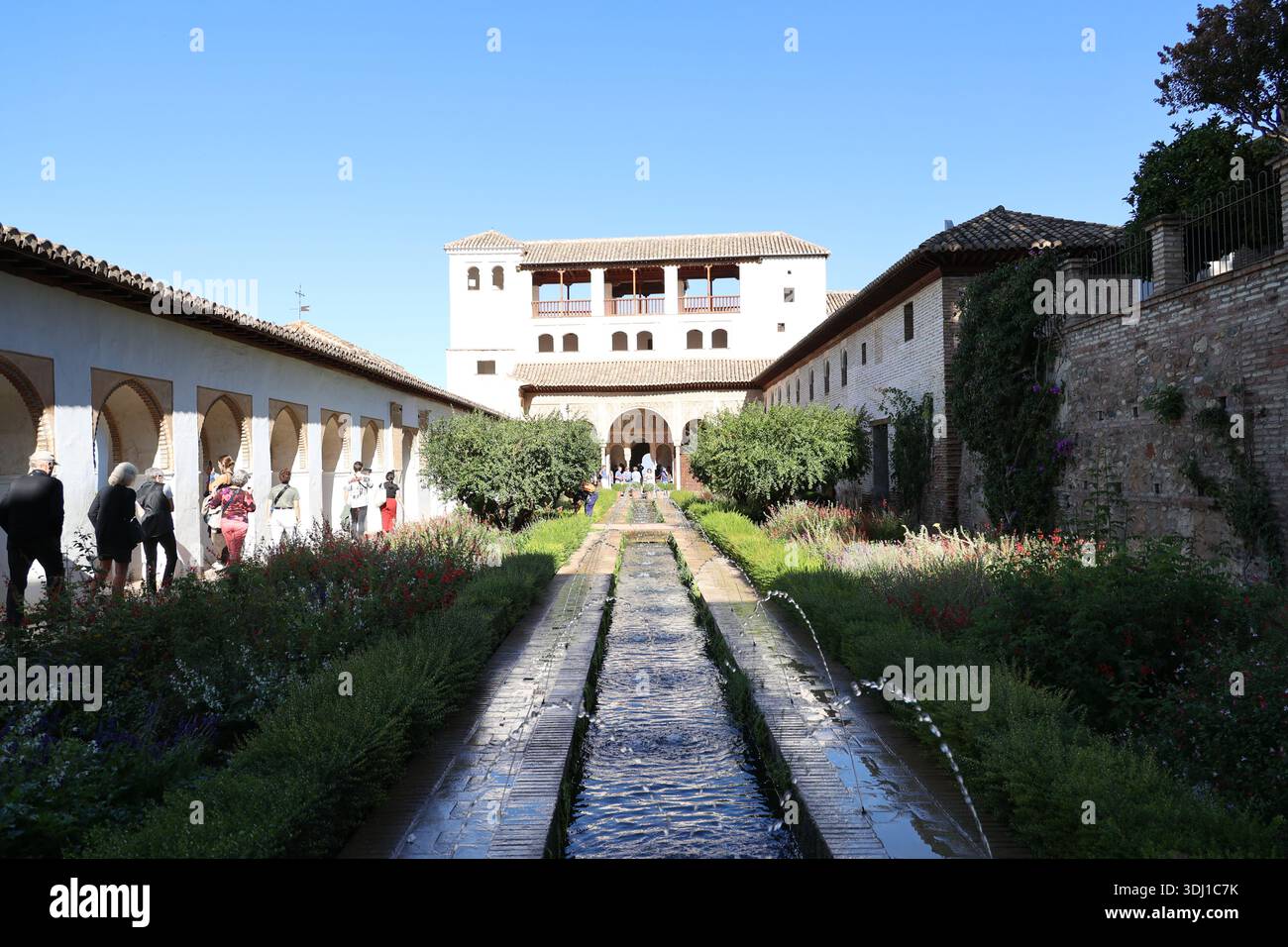 Water features in the garden of the Generalife of the Alhambra, Granada ...