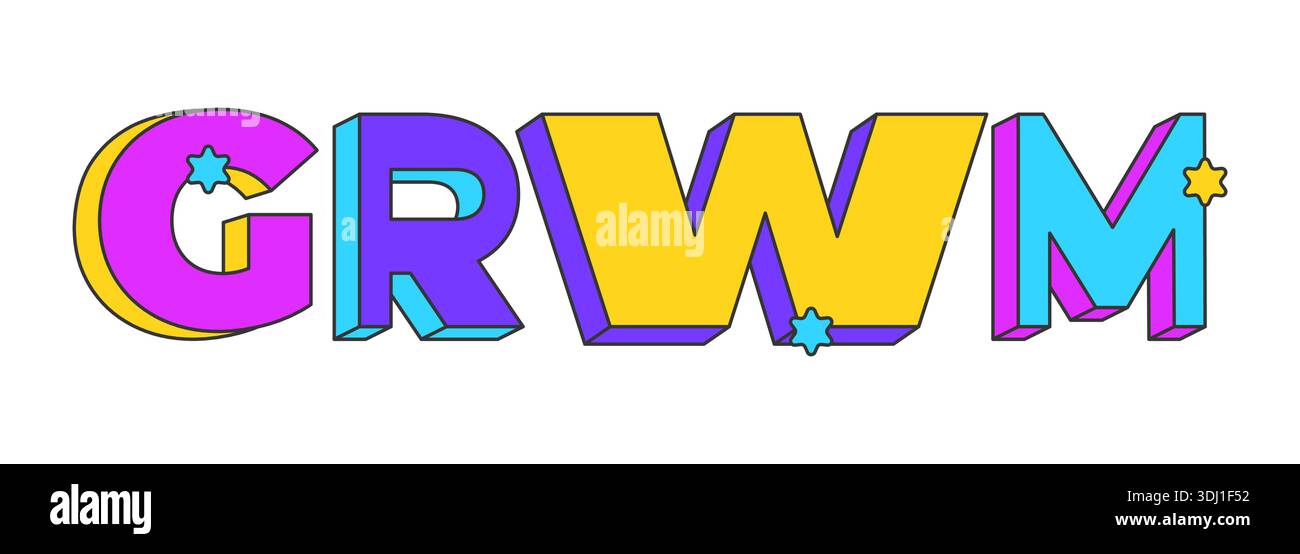 GRWM playful 3D text design Stock Vector Image & Art - Alamy
