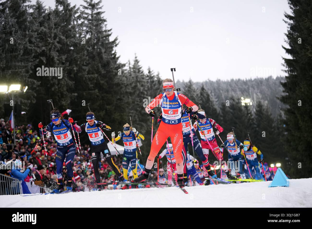 Amy Baserga, of Switzerland, competes in the single mixed relay race at ...