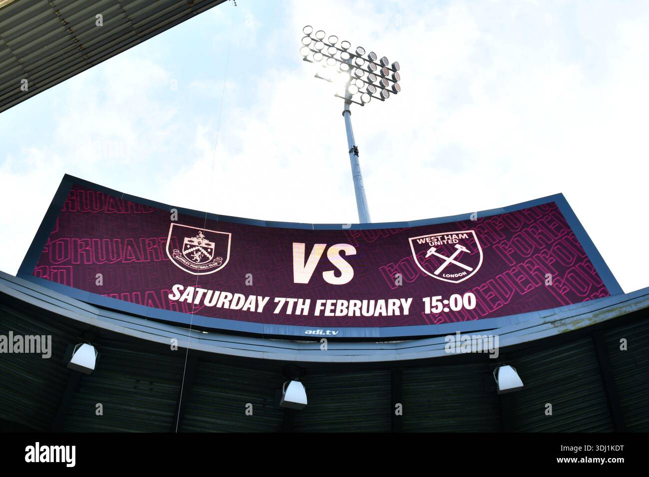Burnely v West Ham advertised during the Burnley v Tottenham Hotspur ...