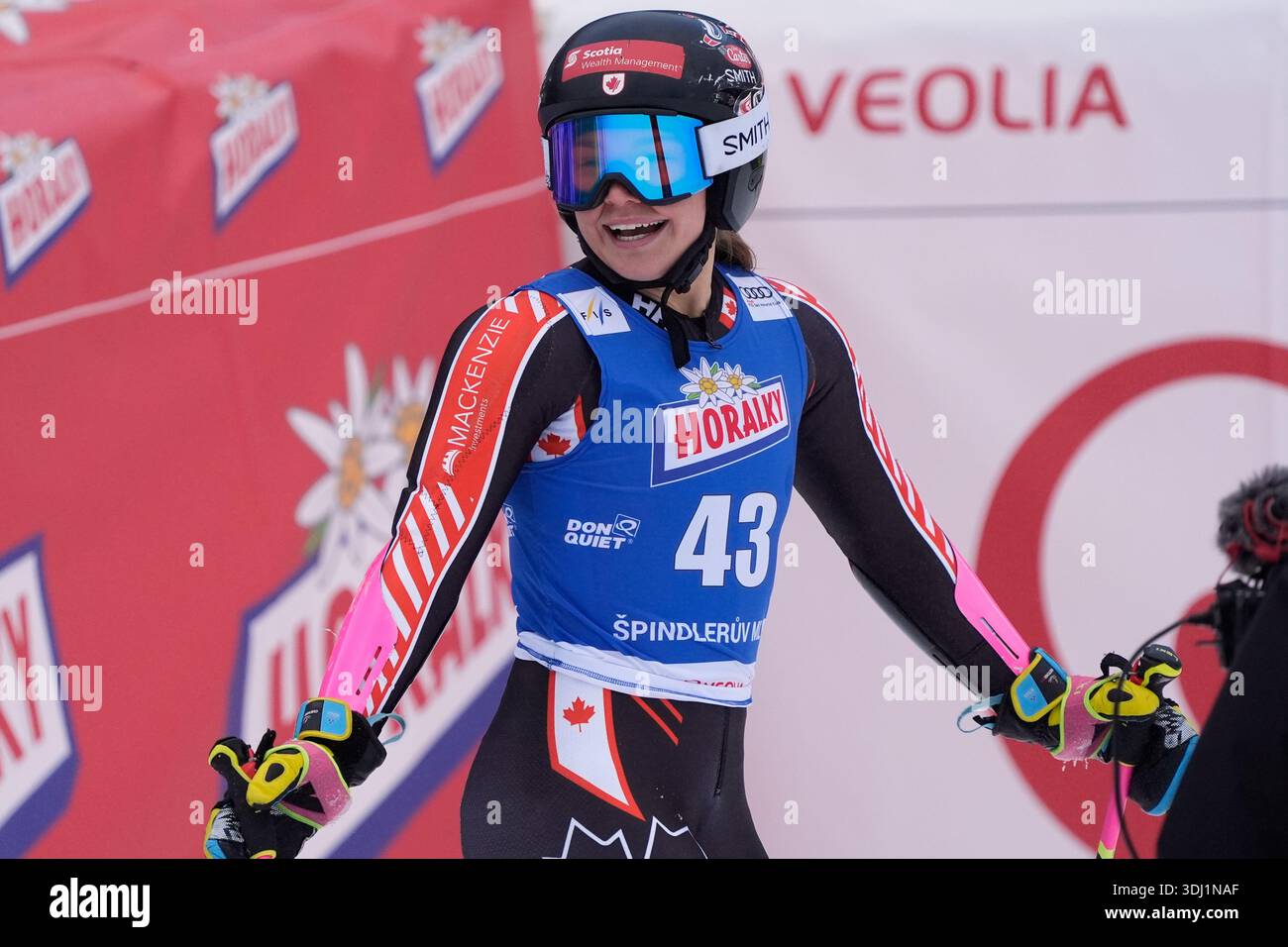Canada's Cassidy Gray at finish line during a women's alpine ski, World ...