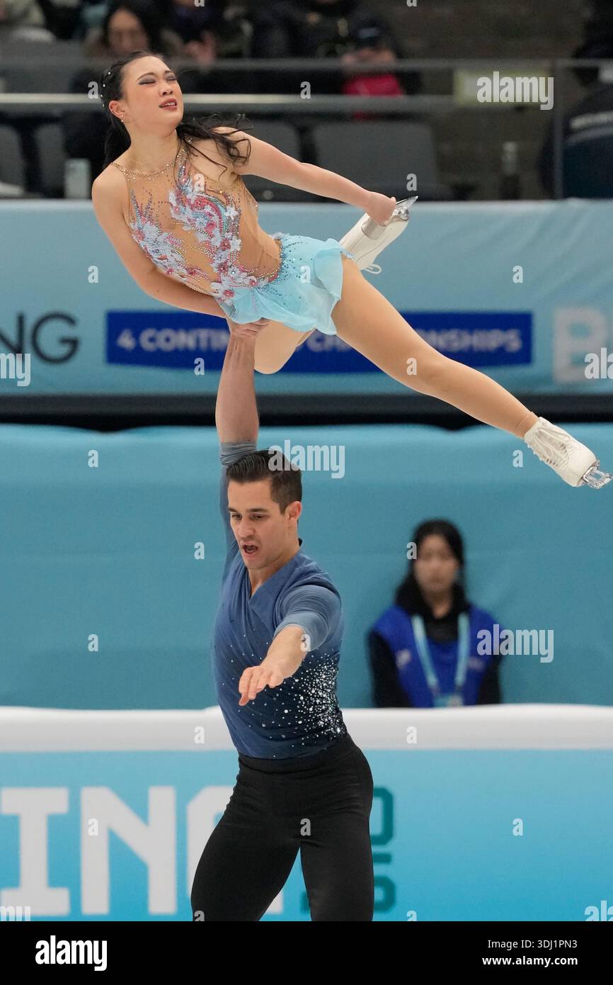 Audrey Shin and Balazs Nagy of the United States compete in the Pairs ...
