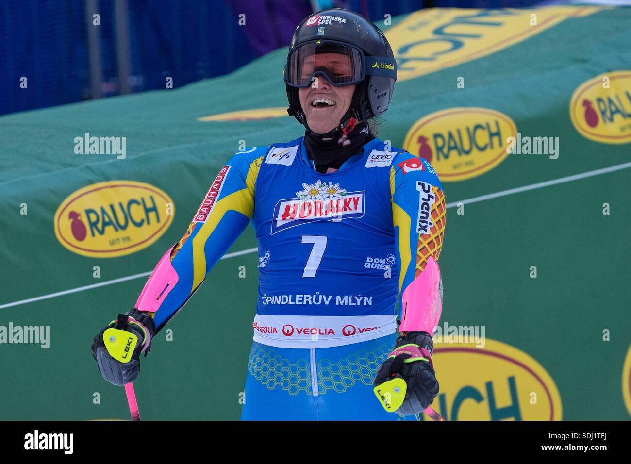 Sweden's Sara Hector at finish line during a women's alpine ski, World ...