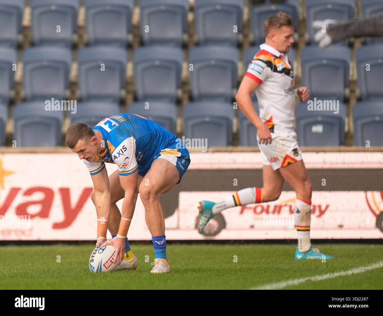 Leeds Rhinos' Ash Handley scores his second try during the Cameron ...