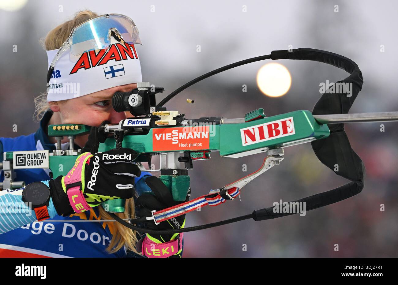 Suvi Minkkinen of Finland competes during the Biathlon World Cup race ...