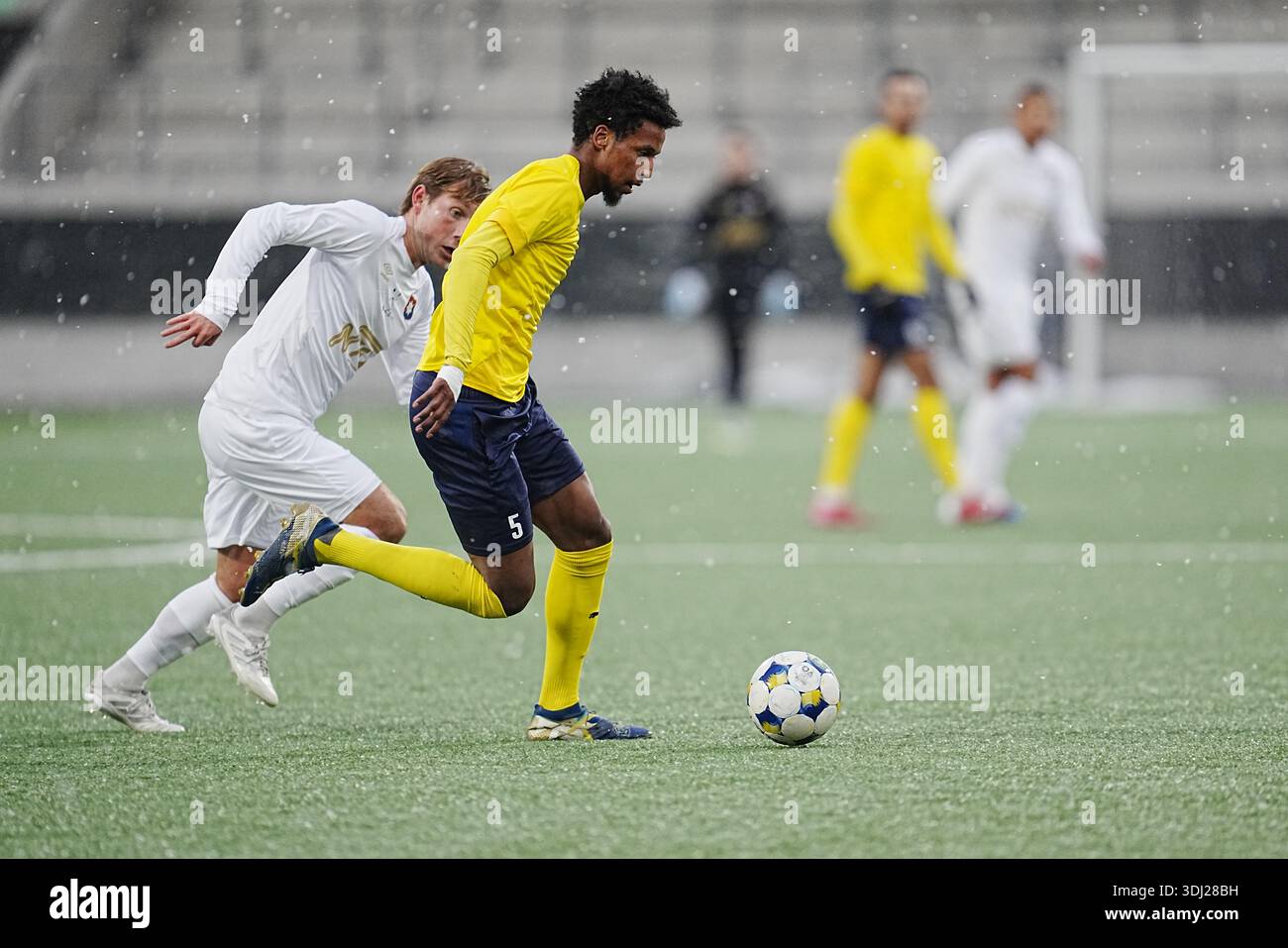 GOTHENBURG, SWEDEN 20260124Ljungskile's Shakur Omar and ÖIS's William ...