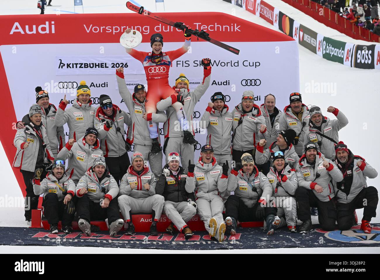 KITZBUEHEL, AUSTRIA - JANUARY 24: second place Marco Odermatt of ...
