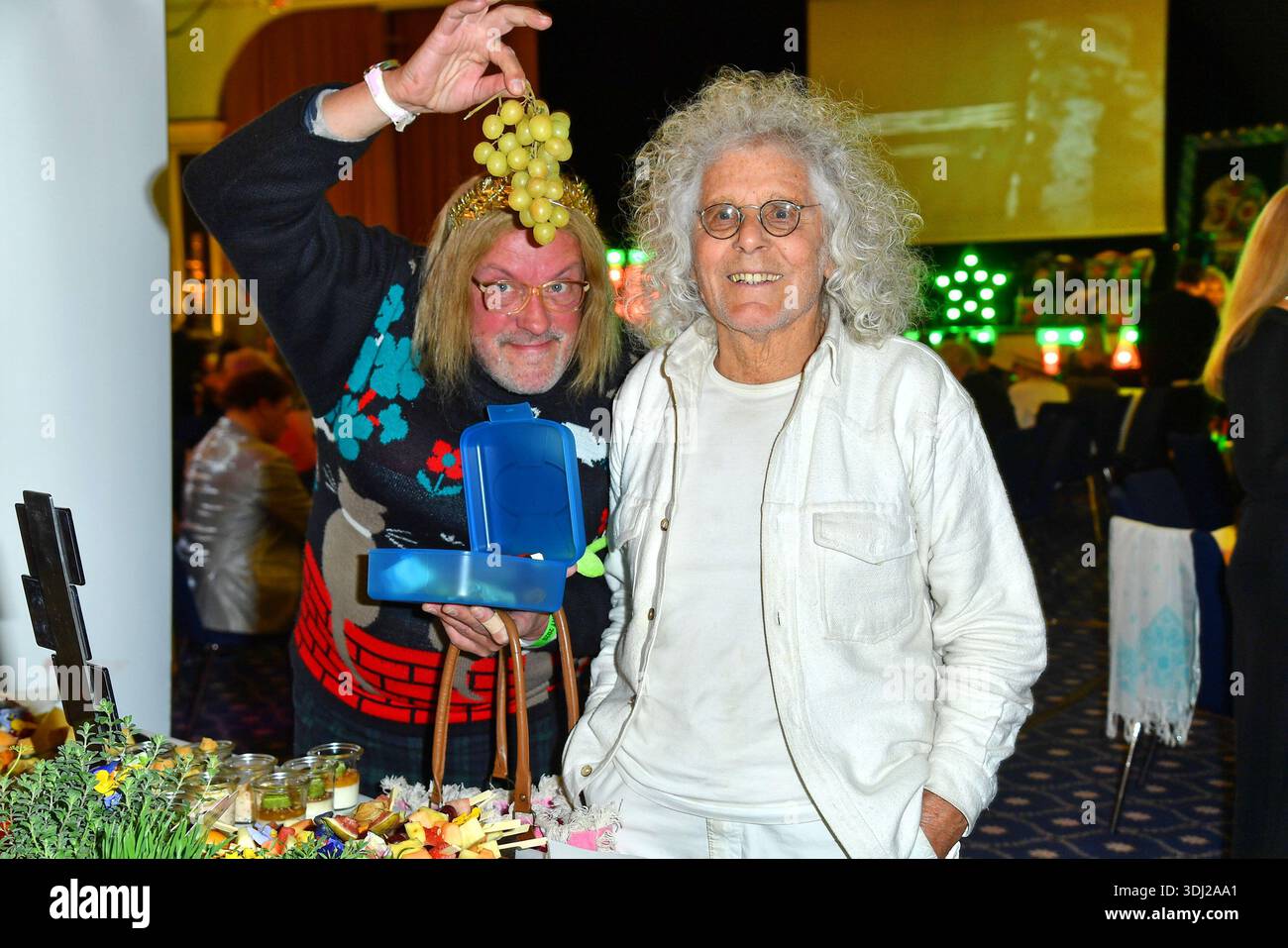 Hans-Werner Olm and Rainer Langhans attend the "Ich bin ein Star - Holt ...