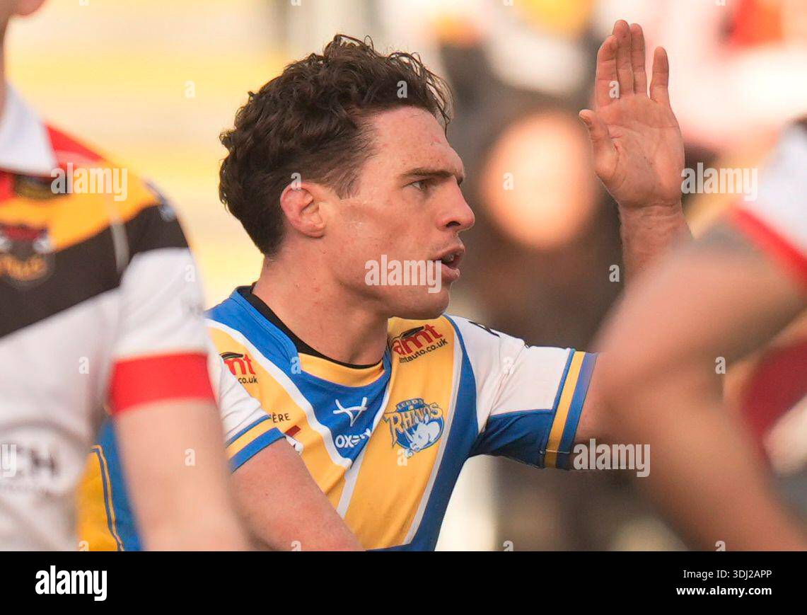 Leeds Rhinos' Brodie Croft celebrates his second try during the Cameron ...