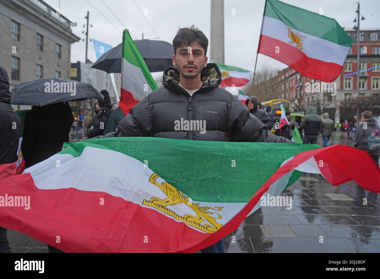 Milad Mohebbi taking part in a protest on O'Connell Street in Dublin ...
