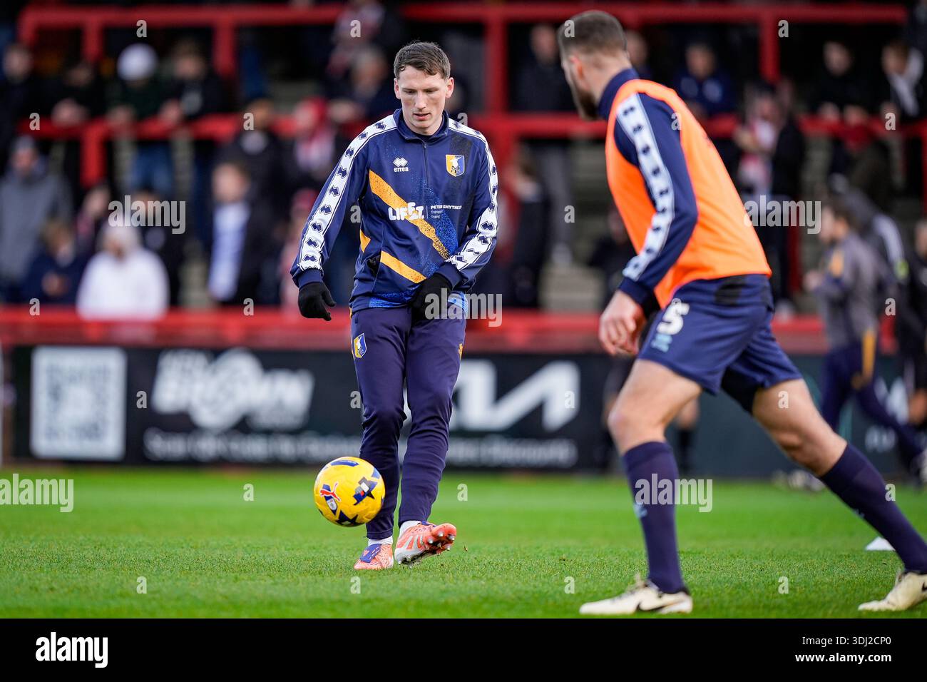 Regan Hendry of Mansfield Town in the pregame warmup session during the ...