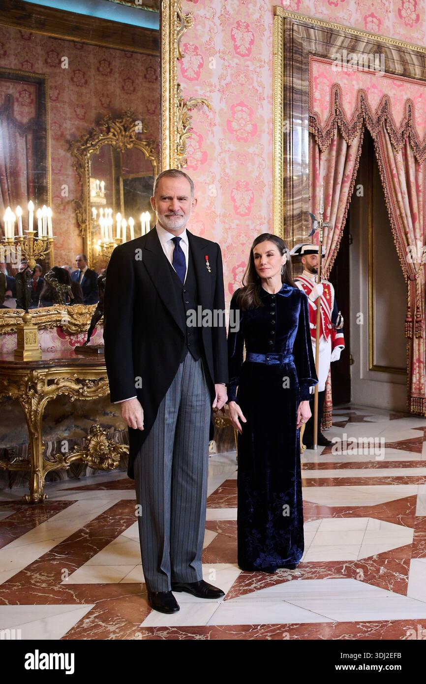 Spanish King Felipe VI and Queen Letizia during a reception with the ...