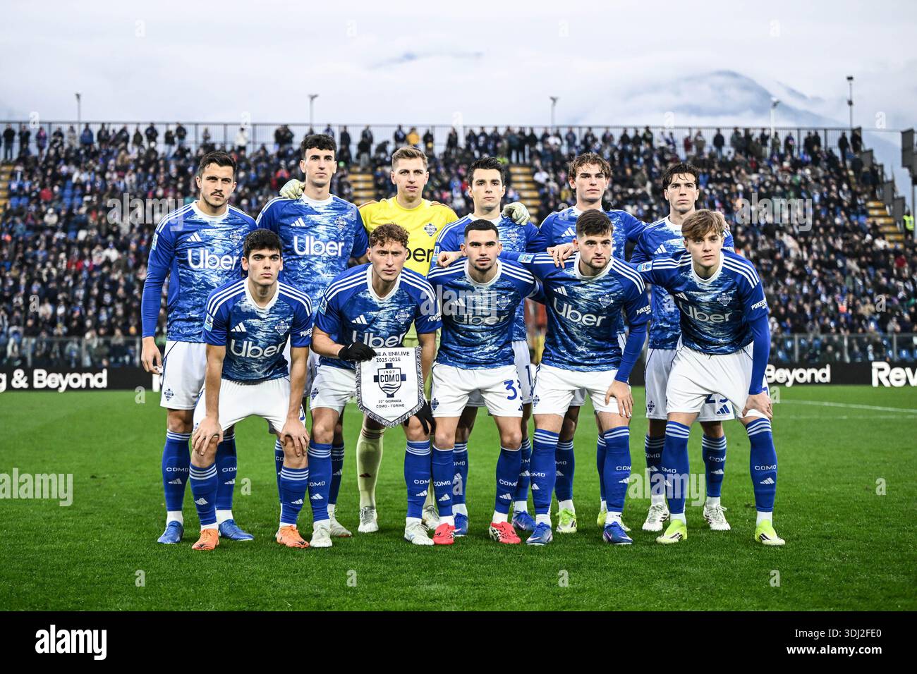 Lineup of Calcio Como in action during the Italian Serie A football ...