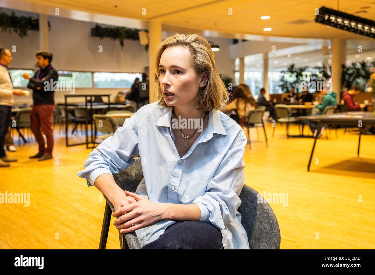 UTRECHT - Juliet Broersen, leader of Volt Amsterdam, speaks at a ...