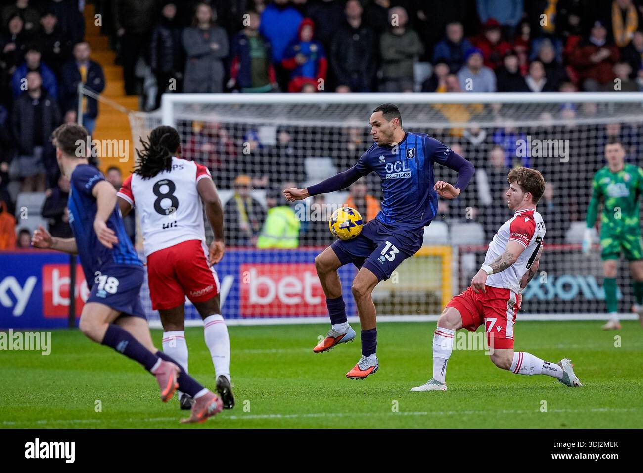 Jon Russell of Mansfield Town controls the ball during the Sky Bet ...