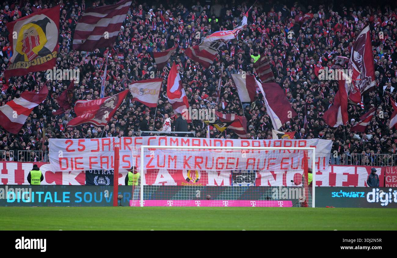 Fans supporters Bayern with banner Munich, January 24, 2026, football ...