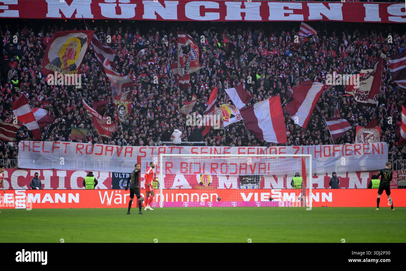Fans supporters Bayern with banner Munich, January 24, 2026, football ...