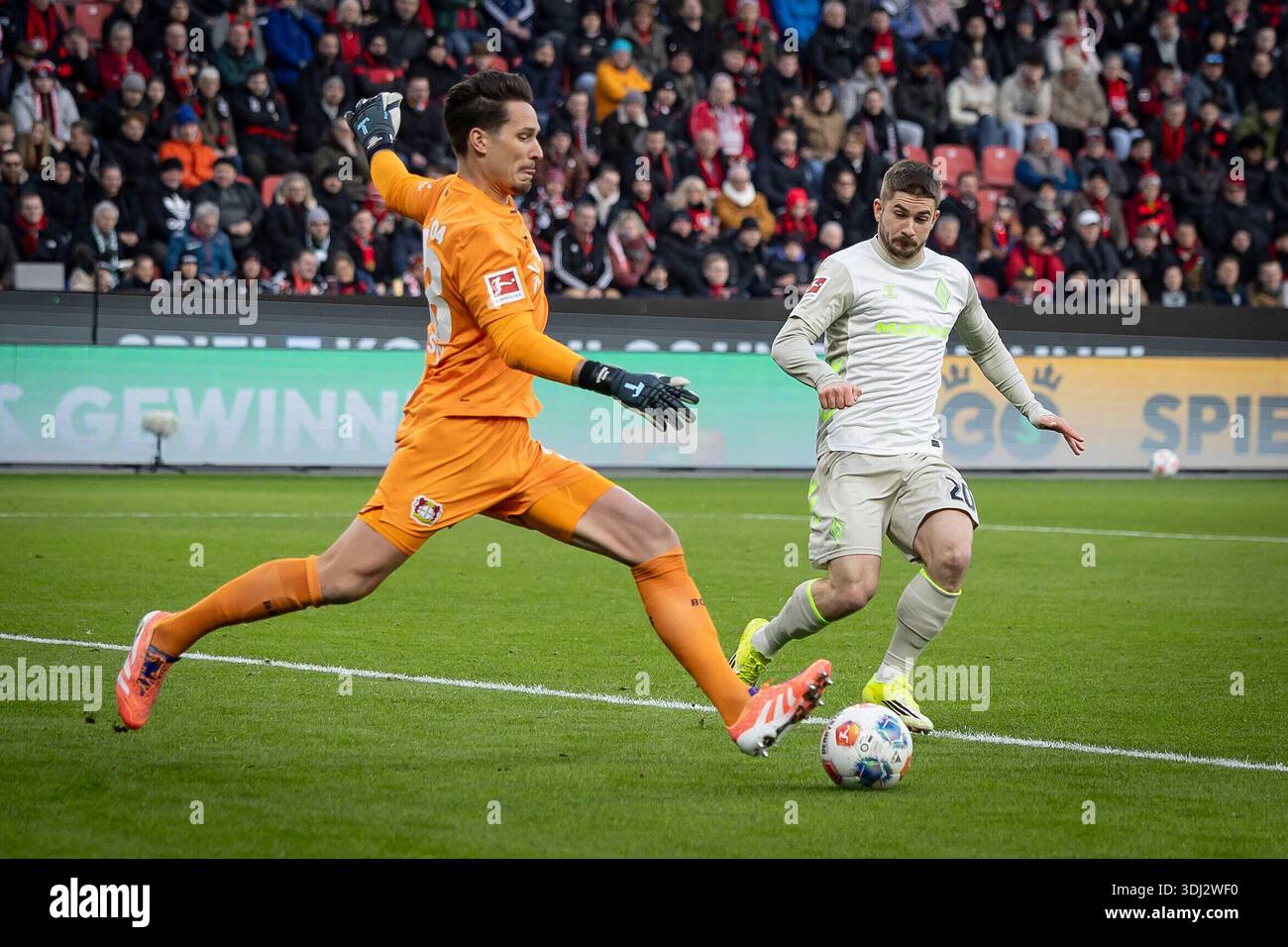 LEVERKUSEN, GERMANY - JANUARY 24: Janis Blaswich (Bayer 04 Leverkusen ...