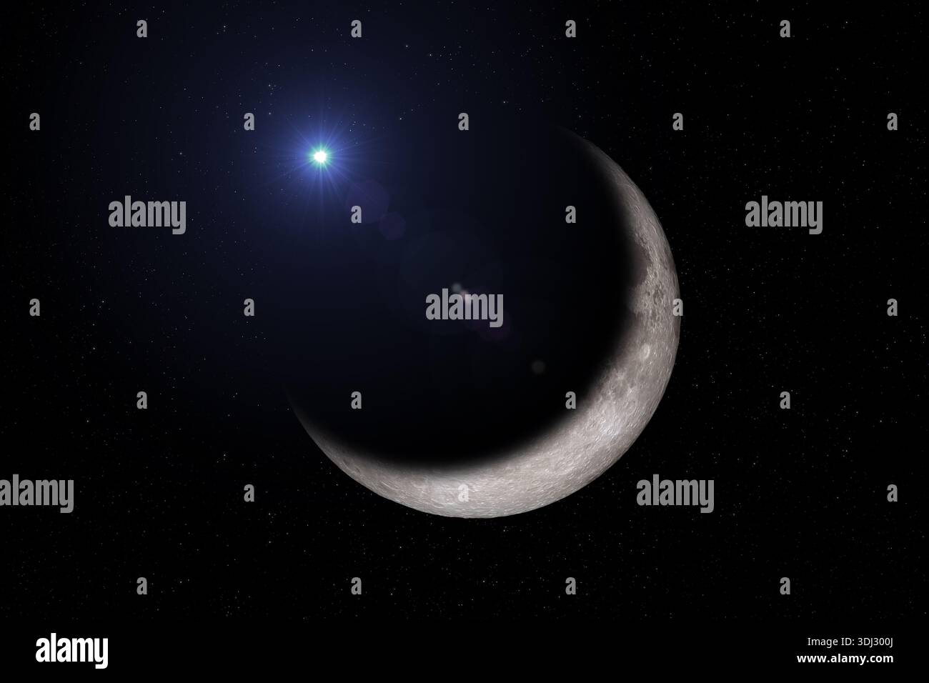 Ramadan background with crescent and star in outer space. Ramadan ...