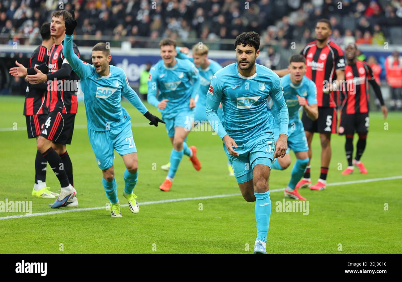 1:2 Goal, celebration, goal scorer Ozan Kabak (Hoffenheim) Frankfurt ...