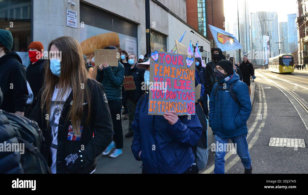 Manchester, UK, 24th January, 2026. A protest of about a hundred people ...