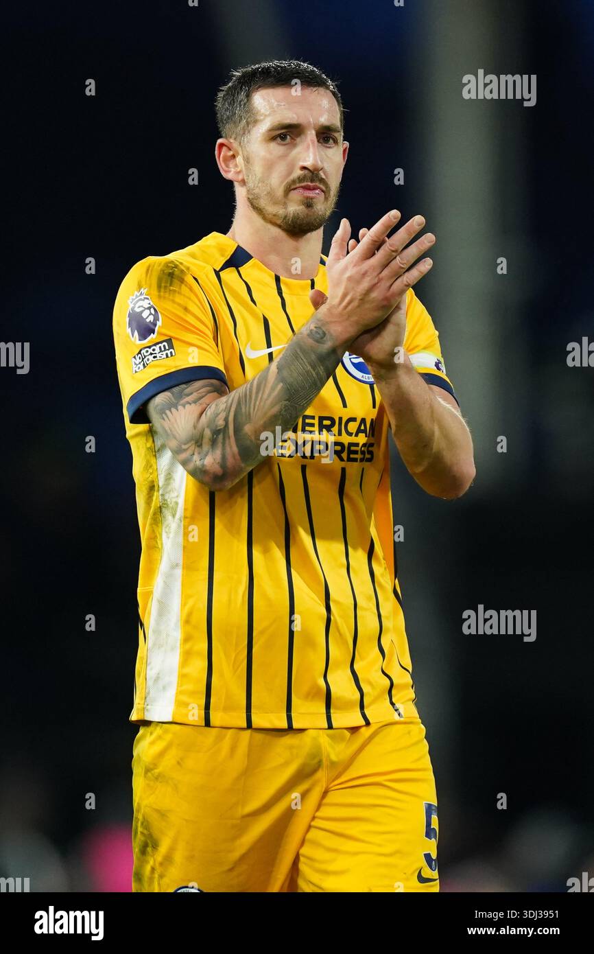 Lewis Dunk of Brighton & Hove Albion looks dejected while clapping the ...
