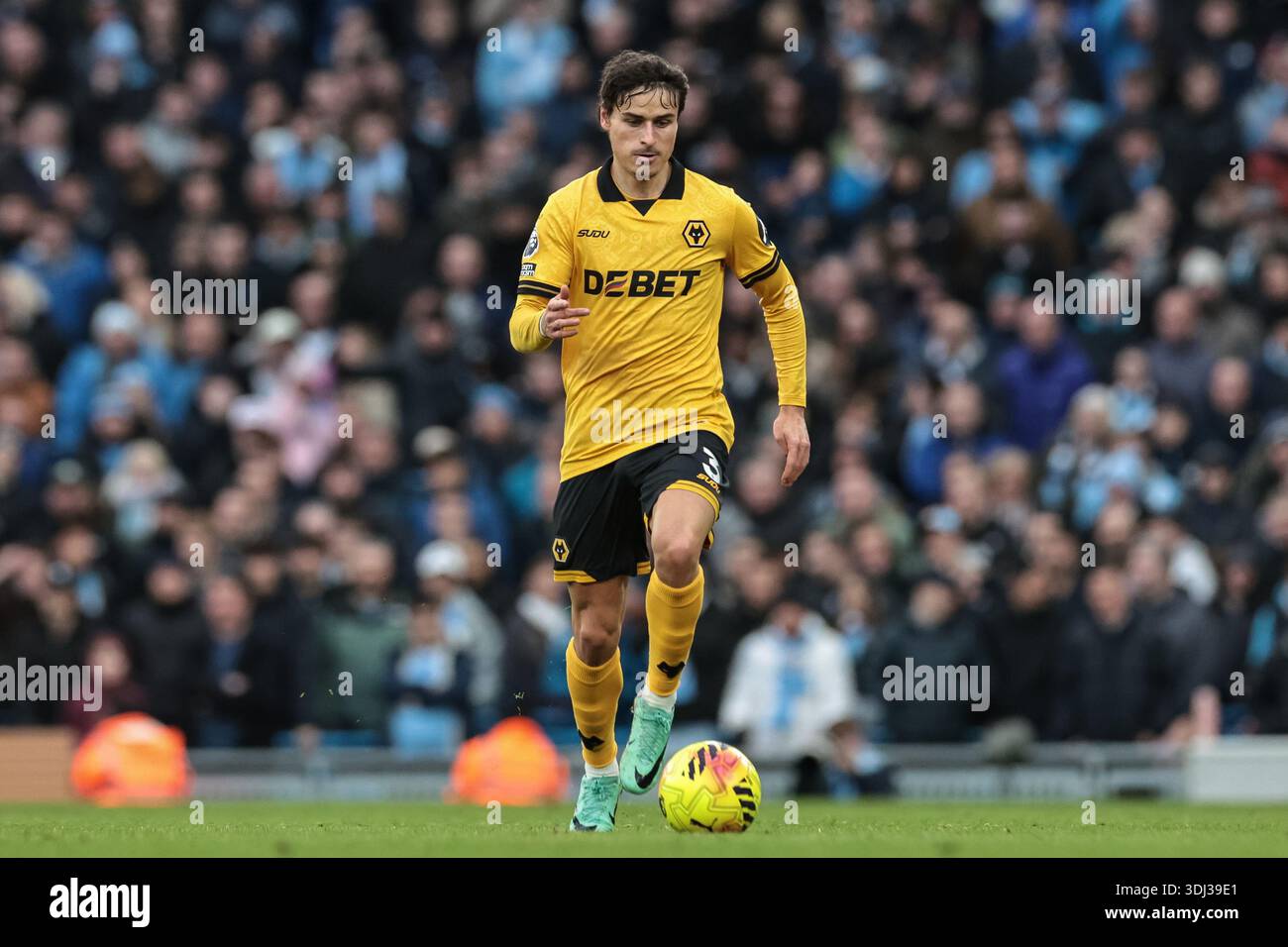 Hugo Bueno of Wolverhampton Wanderers with the ball during the Premier ...