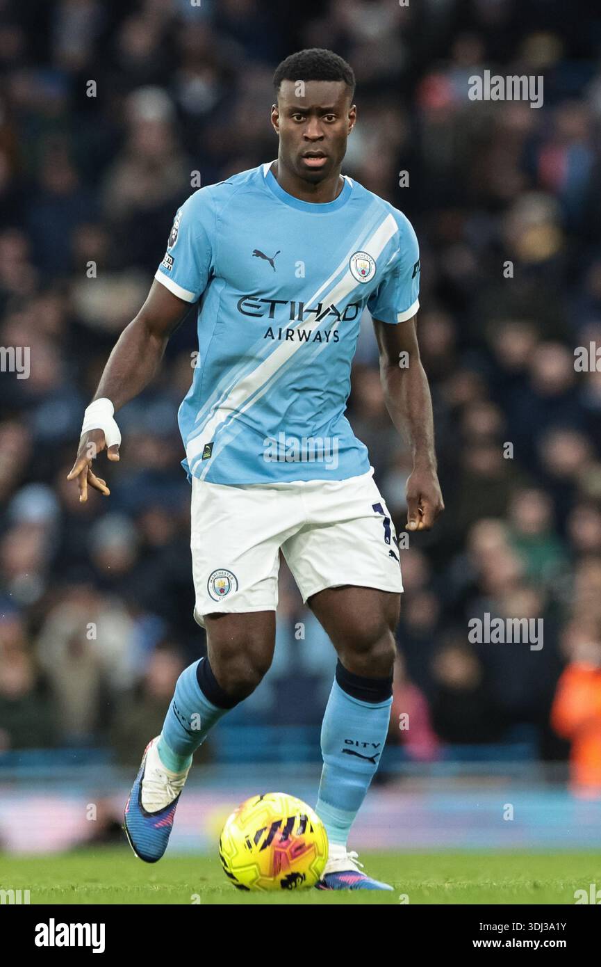 Marc Guehi of Manchester City with the ball during the Premier League ...