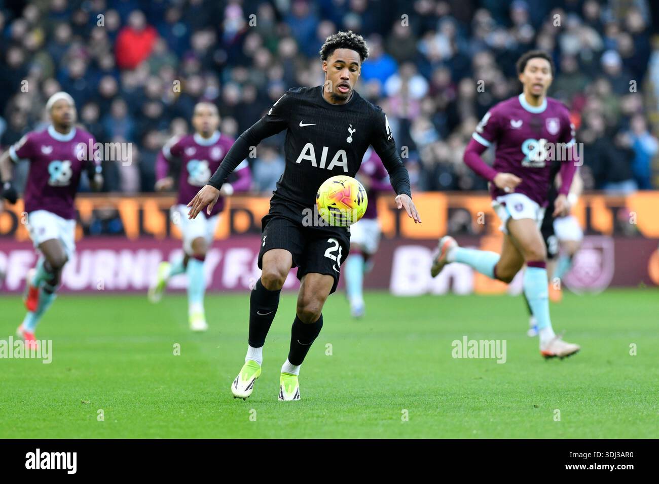 Wilson Odobert of Tottenham Hotspuron the ball during the Burnley v ...
