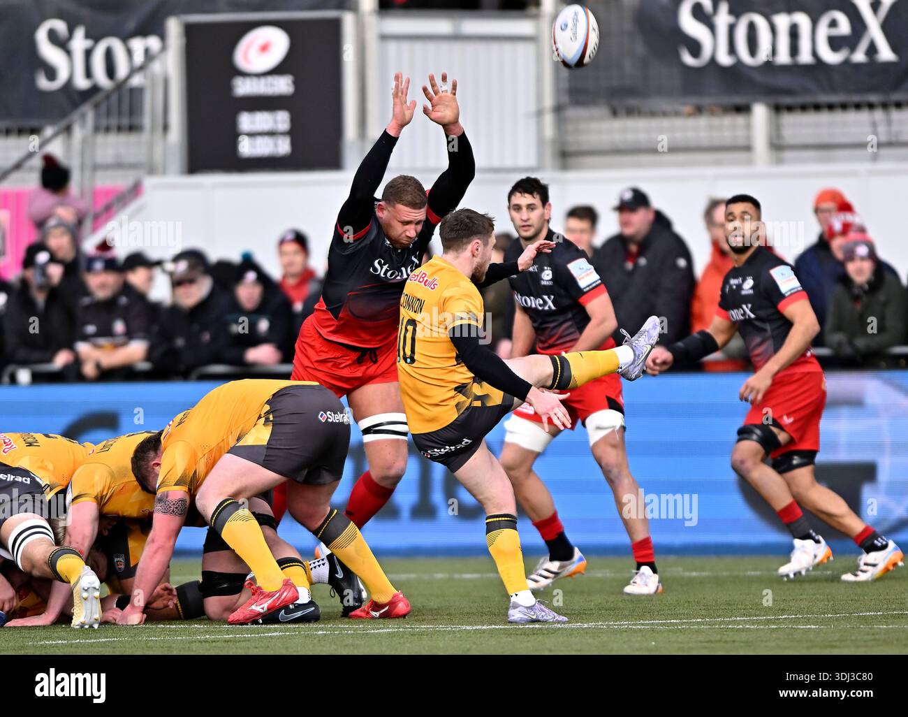 Barnet. United Kingdom. 24 January 2026. Gallagher Prem Rugby. Saracens ...