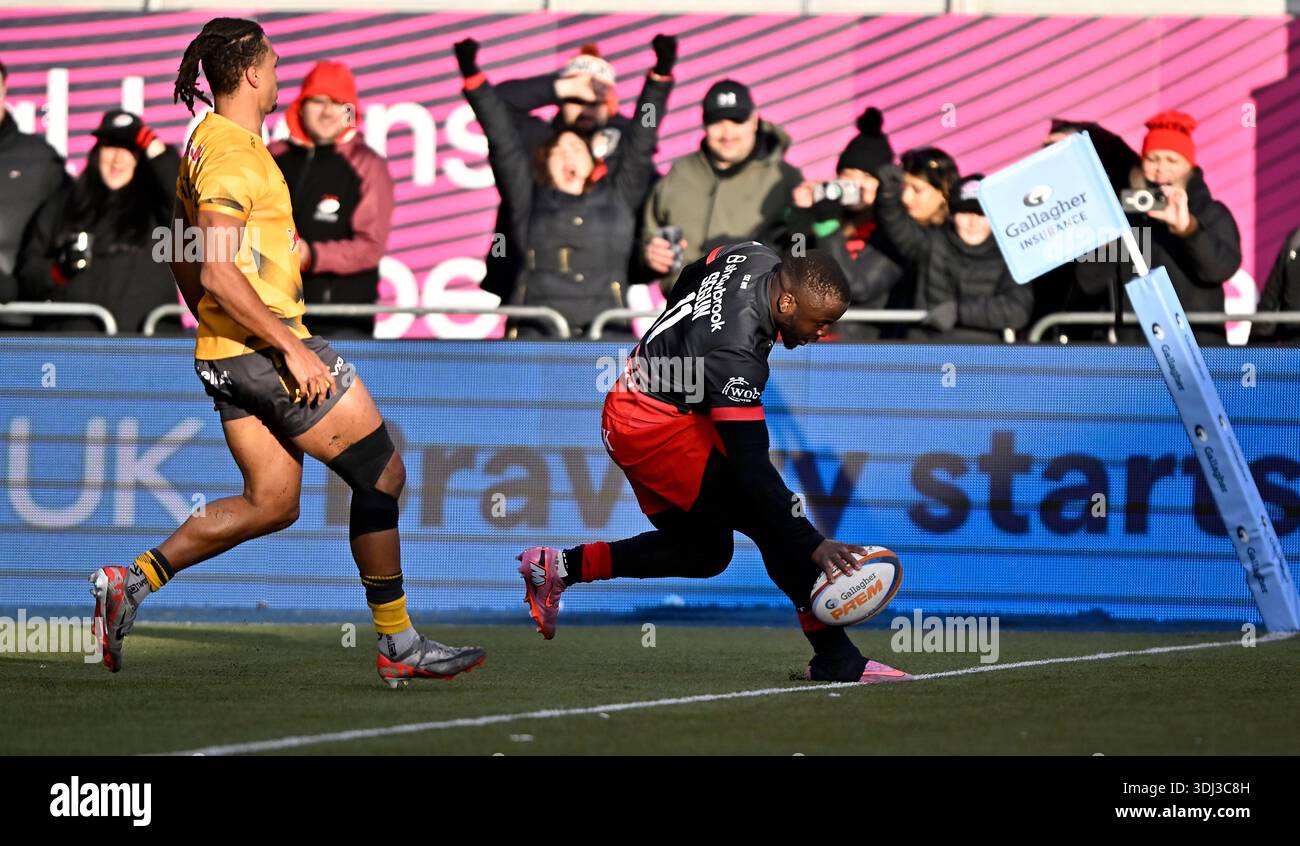 Barnet. United Kingdom. 24 January 2026. Gallagher Prem Rugby. Saracens ...
