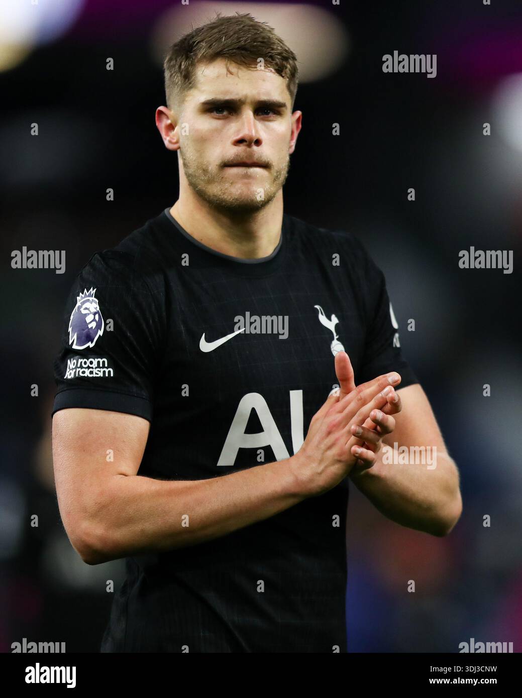 Micky van de Ven of Tottenham Hotspur claps fans after full time ...