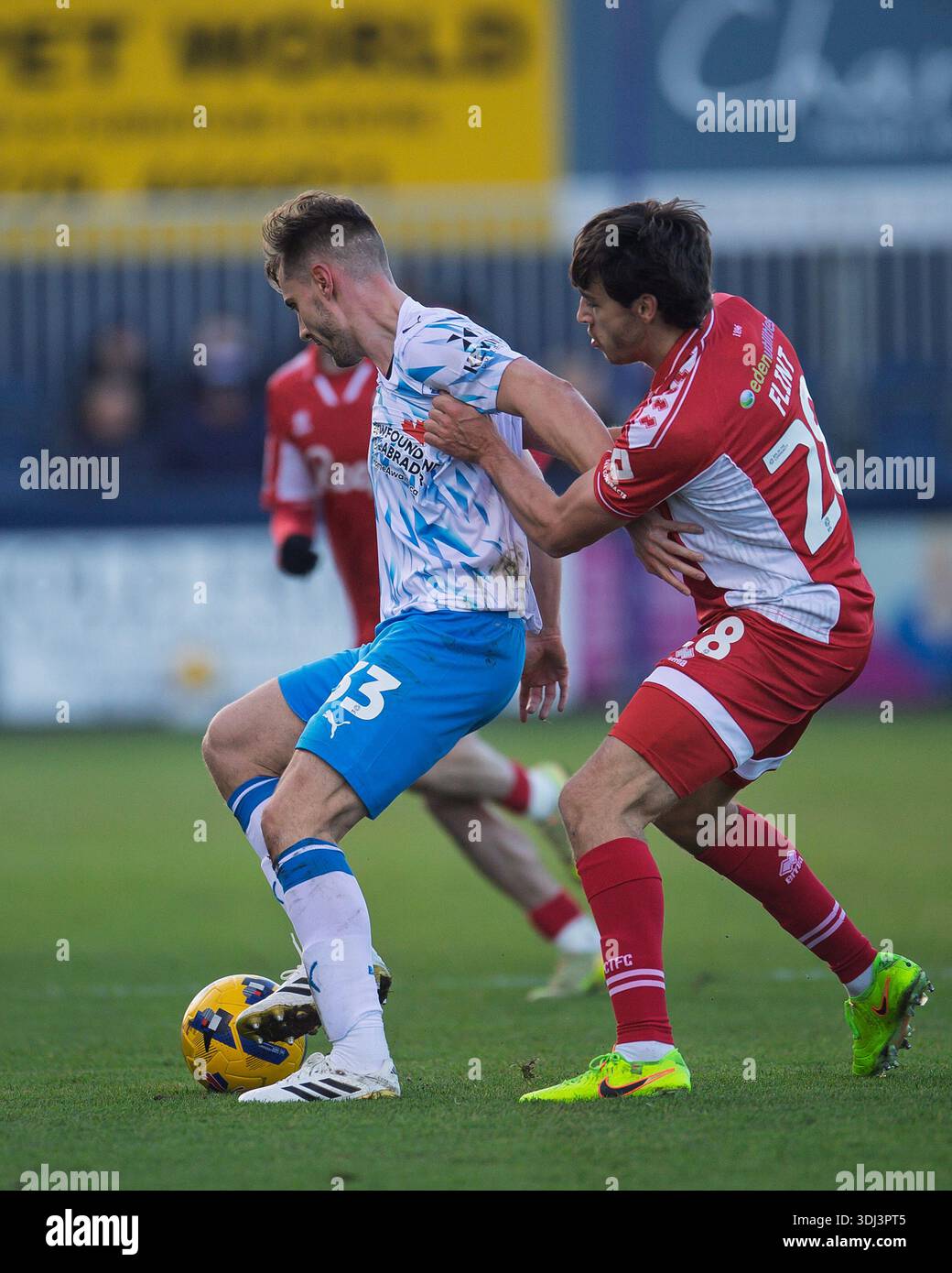 Barrow's Connor Mahoney battles with Josh Flint of Crawley during the ...