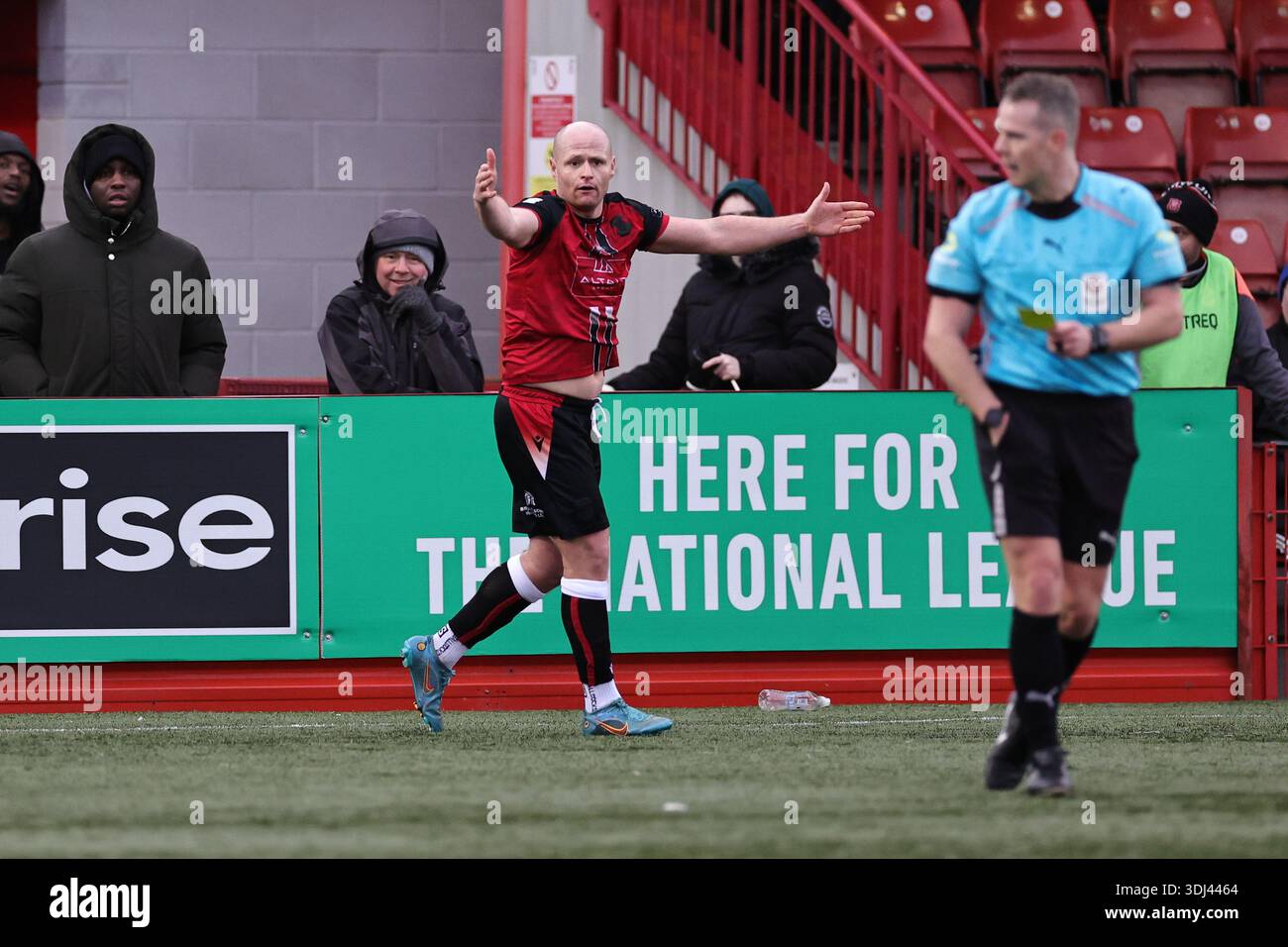 TAMWORTH, UK. 24TH JANUARY 2026. Tom Tonks of Tamworth reacts during ...