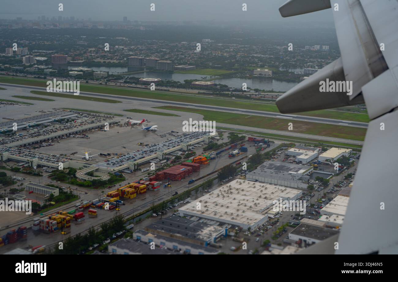 Airport plane flight Washington DC airplane travel. Aerial ...