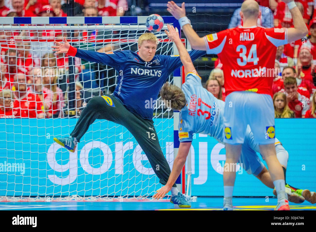 Herning, Denmark 20260124. Denmark's goalkeeper Emil Nielsen during the ...