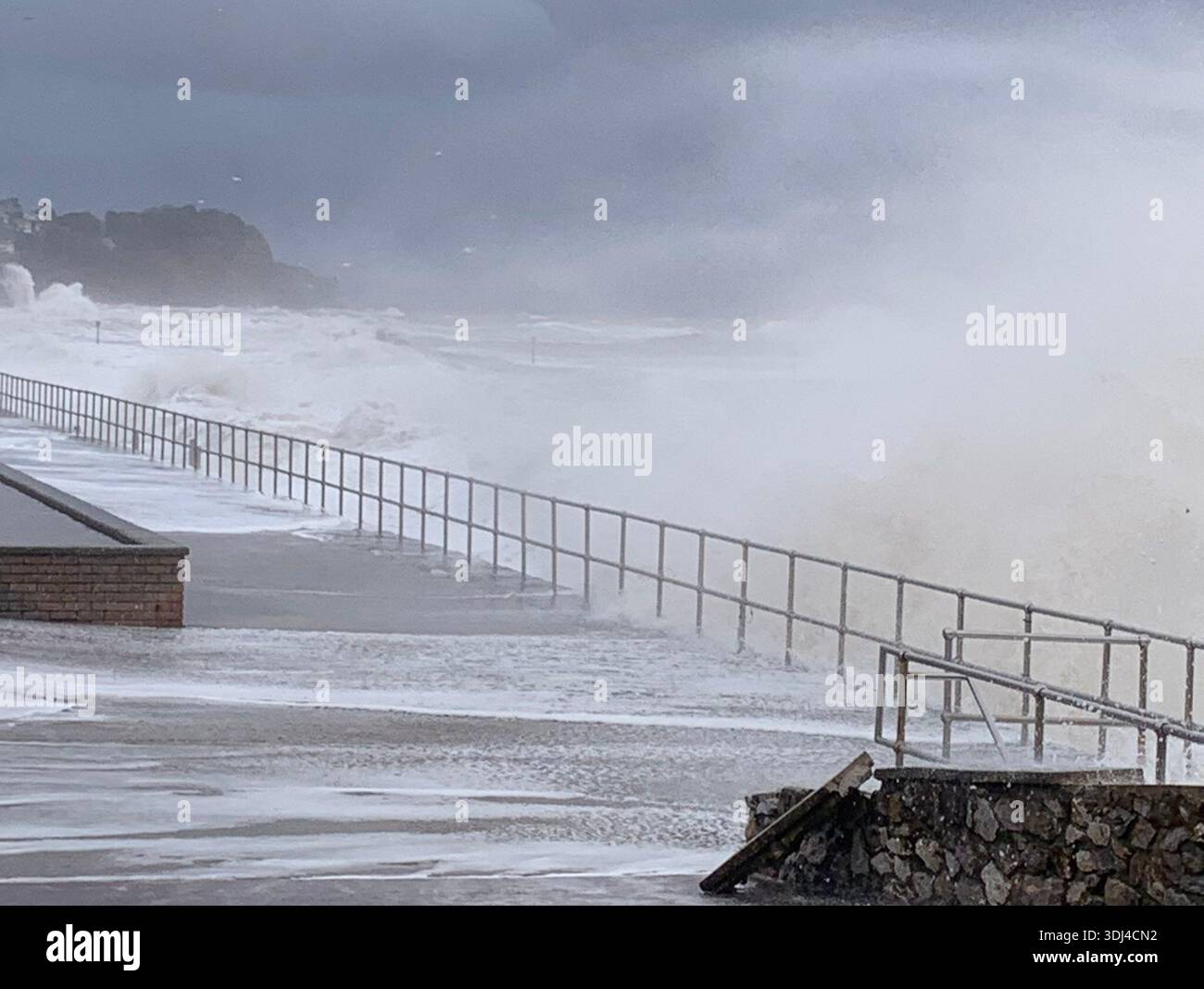 Handout photo from Chris Gladman Teignmouth is hit by Storm Ingrid ...