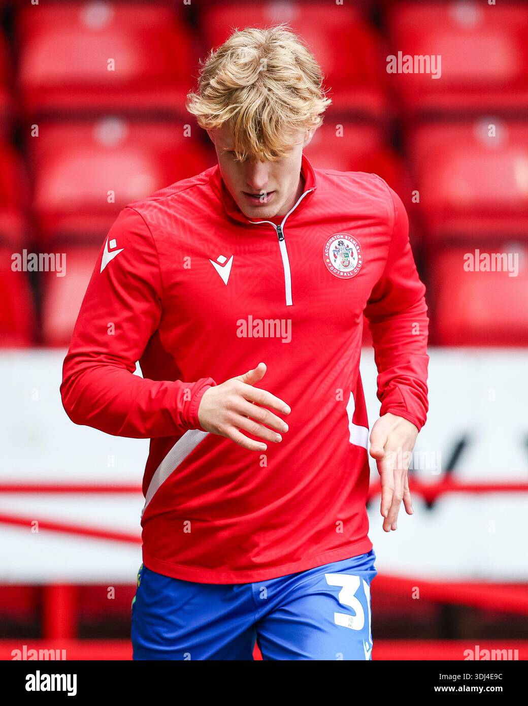 31, Finlay Tunstall of Accrington Stanley at warm up during the Sky Bet ...