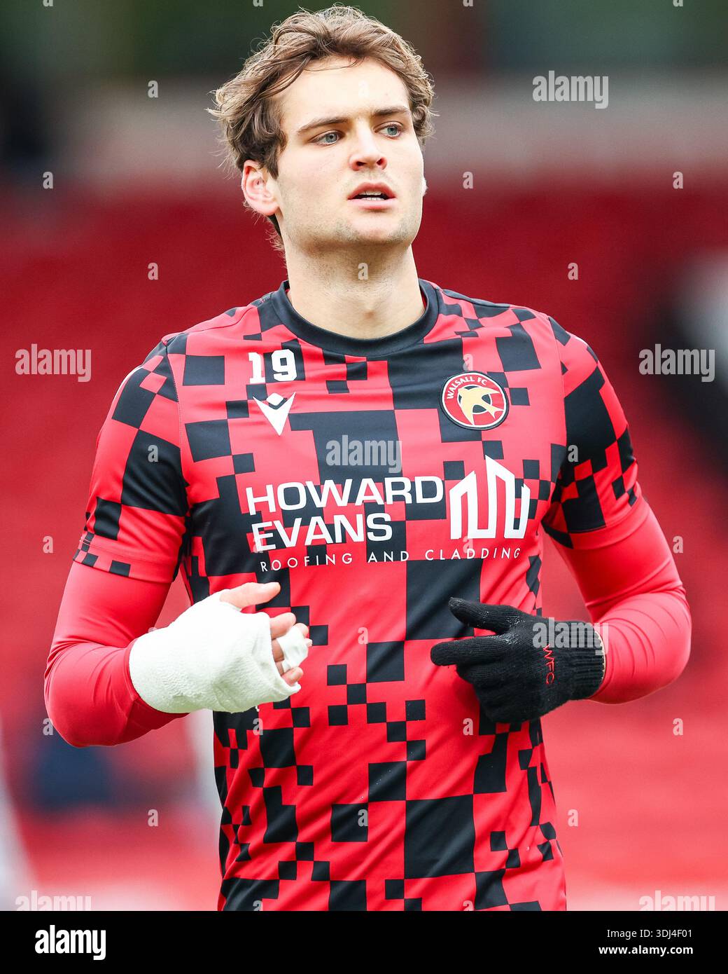 19, Aaron Pressley of Walsall FC at warm up during the Sky Bet League 2 ...