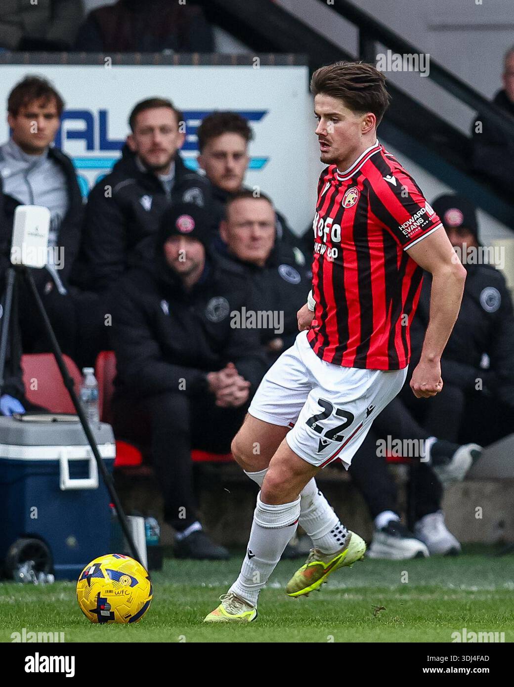 22, Jamie Jellis of Walsall FC with the ball during the Sky Bet League ...