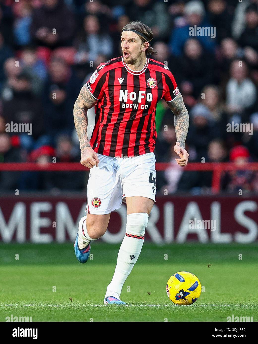 4, Aden Flint of Walsall FC moves forward with the ball during the Sky ...