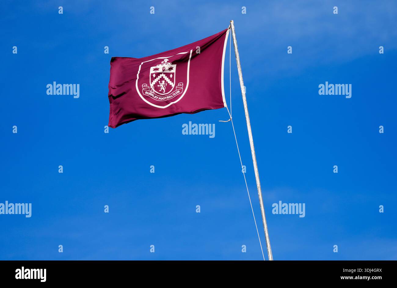 A view of a Burnley flag high above the stadium before the Premier ...